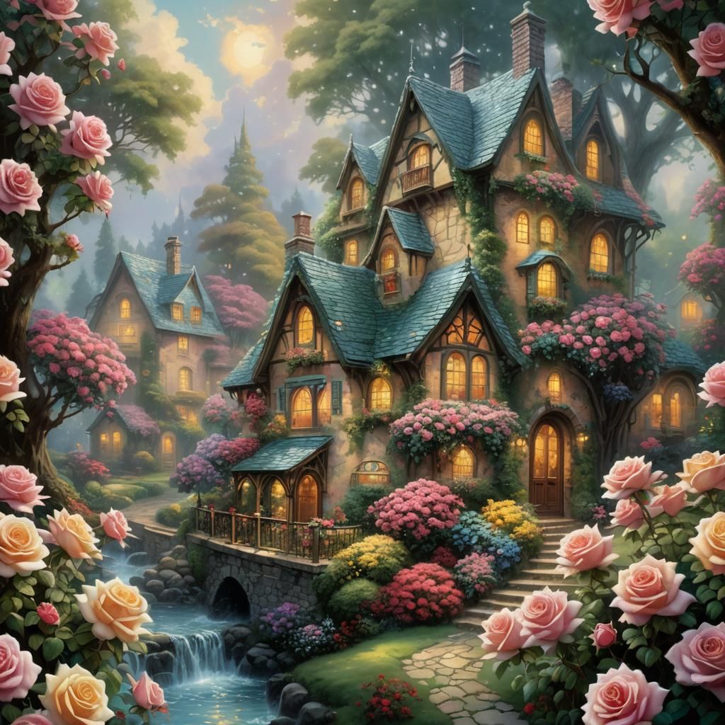 Rose Cottage - AI Generated Artwork - NightCafe Creator