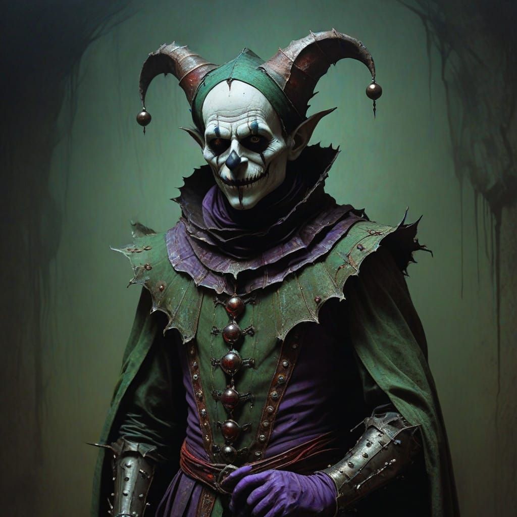 Sinister Jester Juggles Cleavers in Gothic Romanti... - AI Art