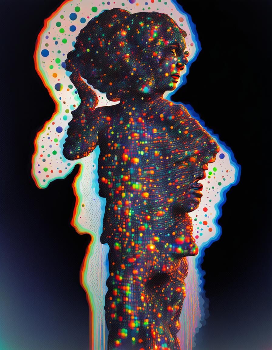 The psychedelic outlines of a dotted object gone haywire and glitch ...