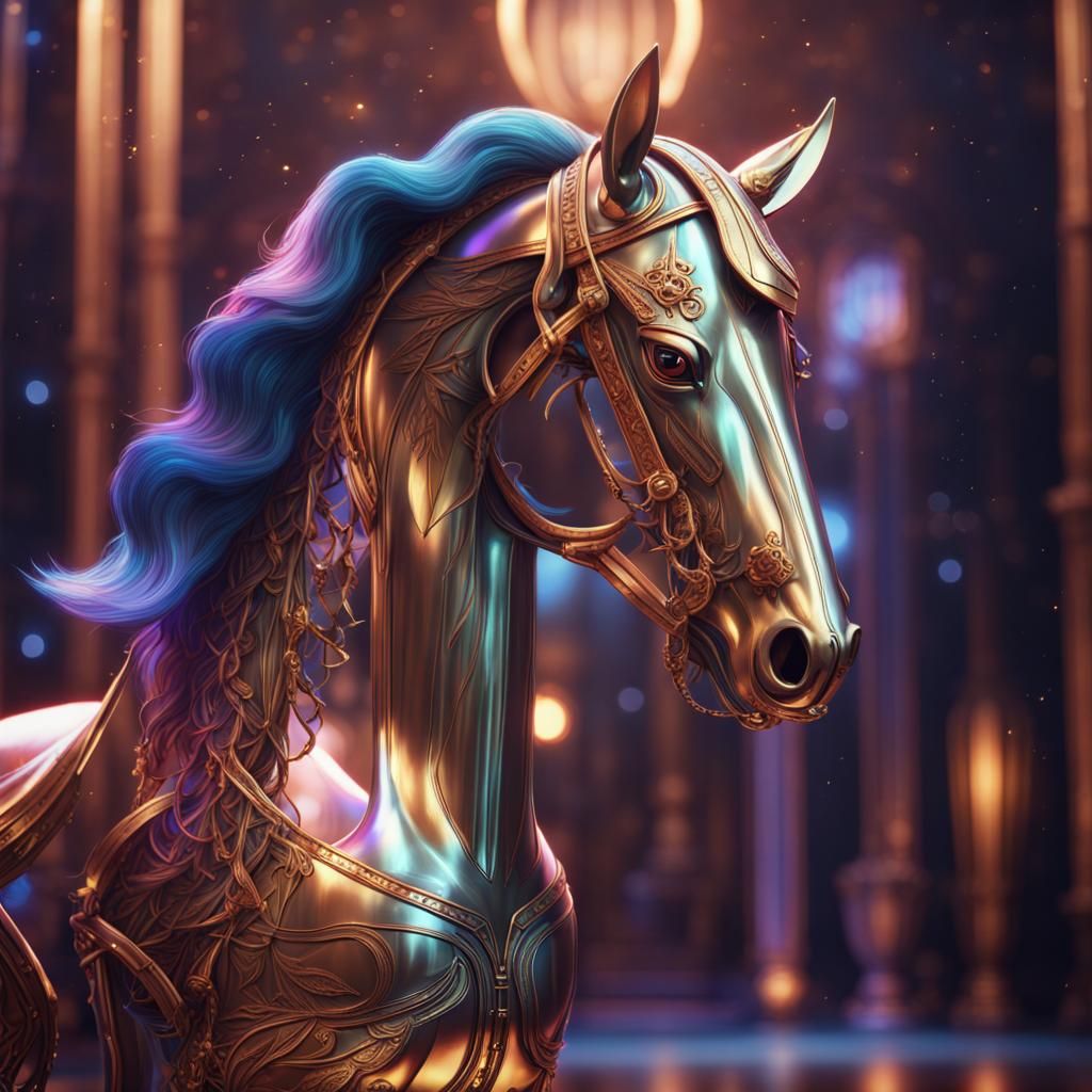 colorful metallic shining Fashion Star Fillies horse in Art Deco style ...