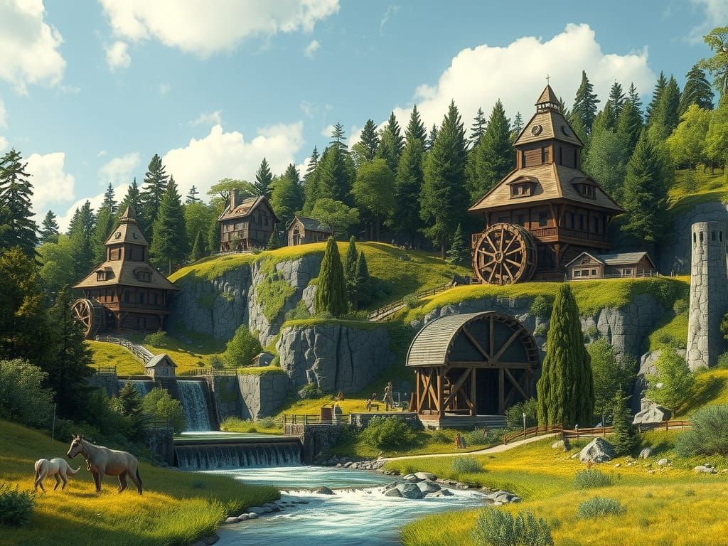 Surreal Steampunk Utopia with Harmony of Nature an... - AI Art