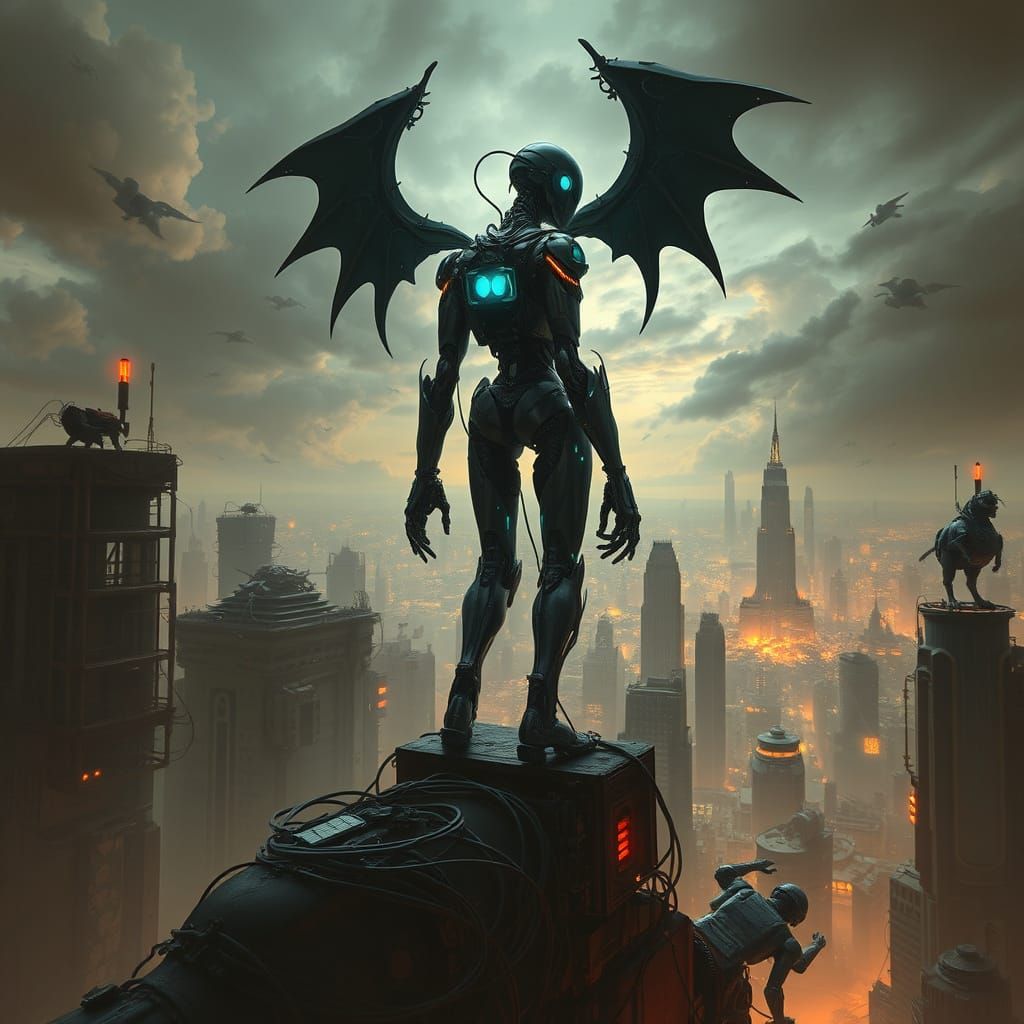 ai taking over the world - Cyborg Entity Reigns Over Ruined...