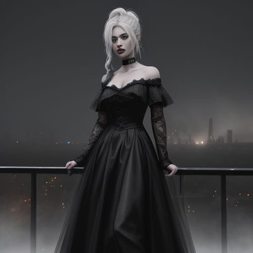 Harley Quinn as a Goth while Gotham's burning.