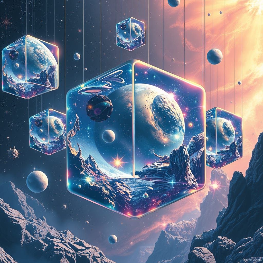 Dimensions - Gleaming Cosmic Cubes Containing Vibrant Alien ...
