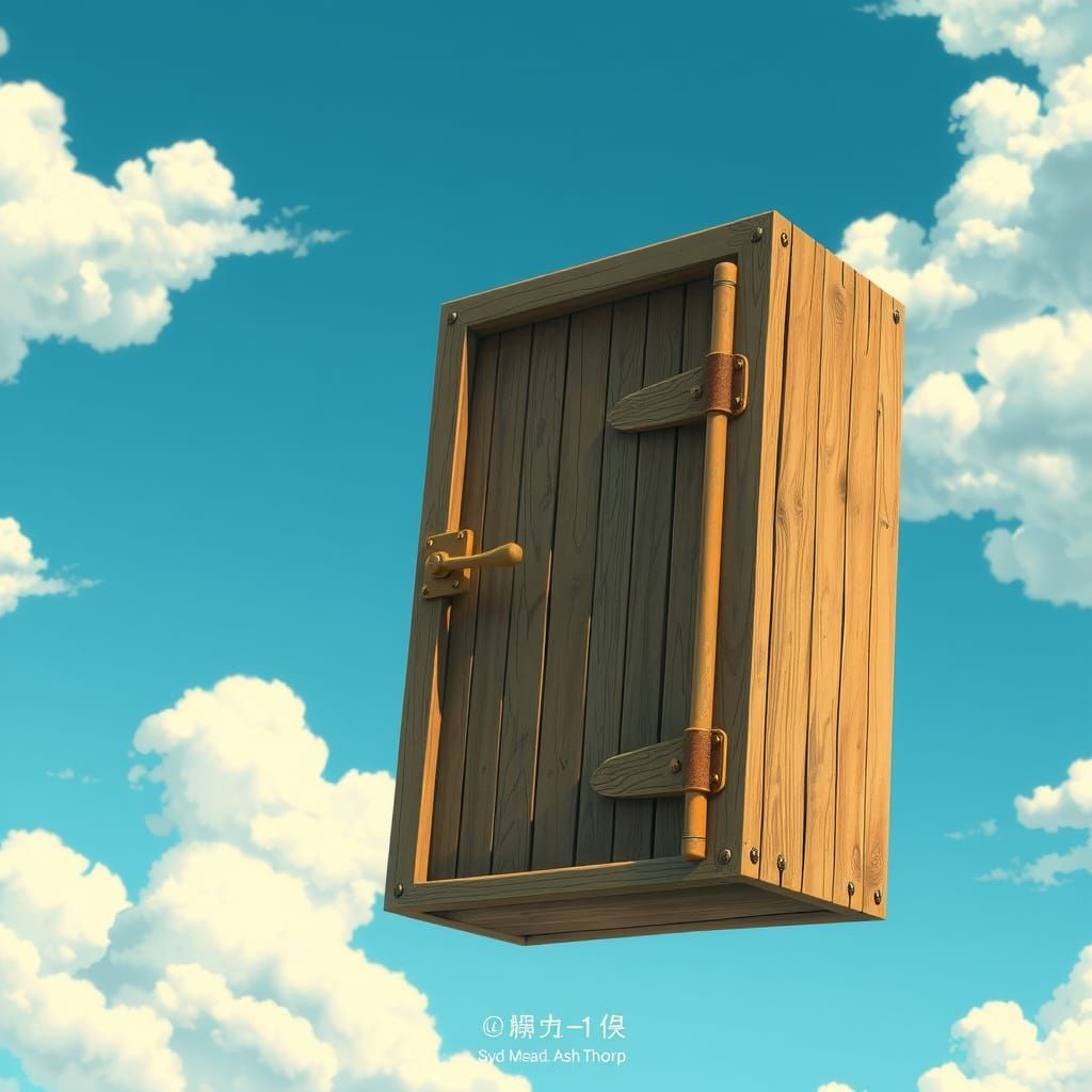 A door floating in the sky - Door Floating in Sky, Miyazaki...