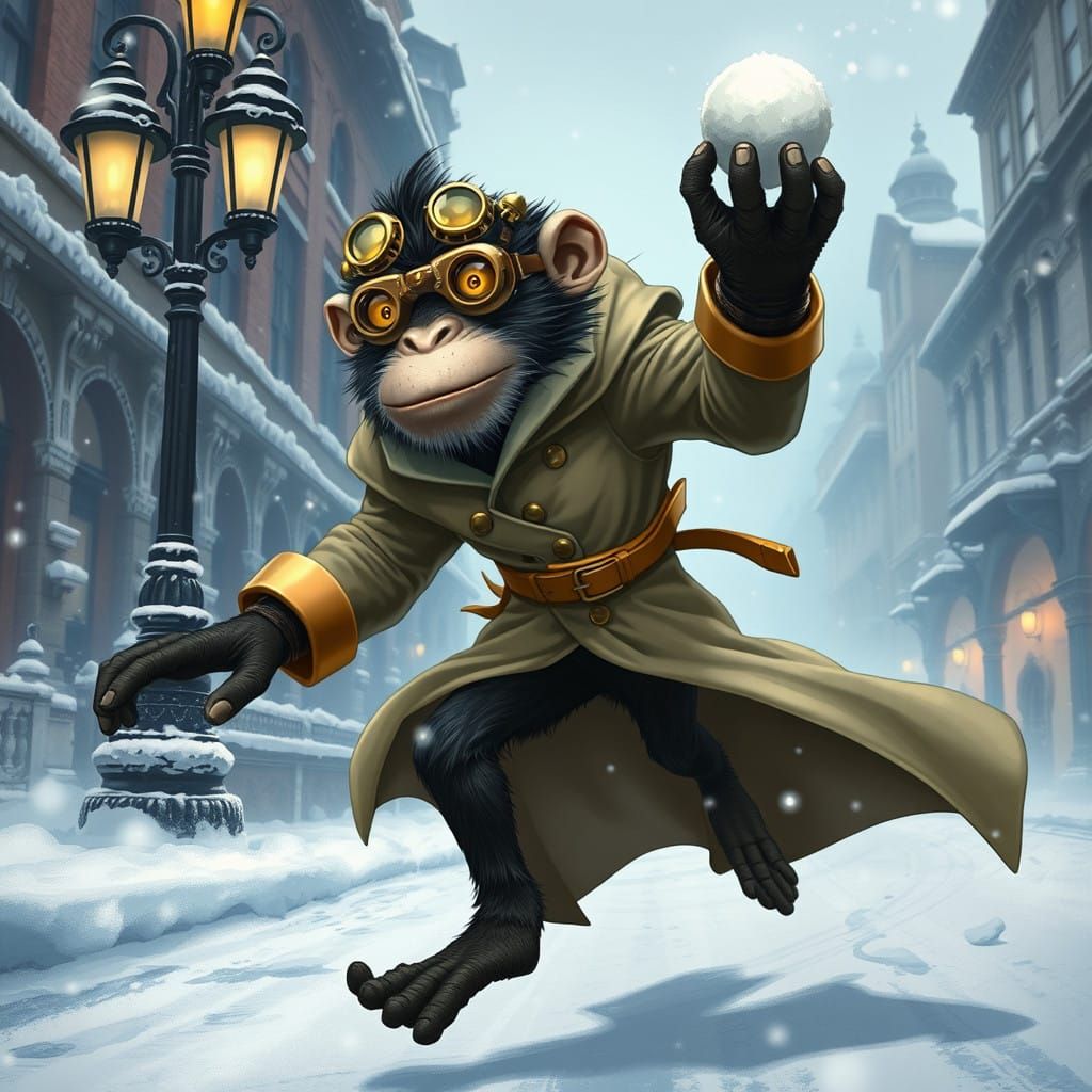snowball shooting monkey superhero - Steampunk Monkey Hero S...