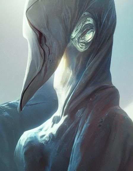 Hooded alien creature, head and shoulders portrait, 8k resolution ...