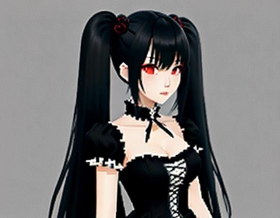 alluring Japanese girl twin tails hair with gothic puffy dress, pixel art, 64x64 px - AI ...