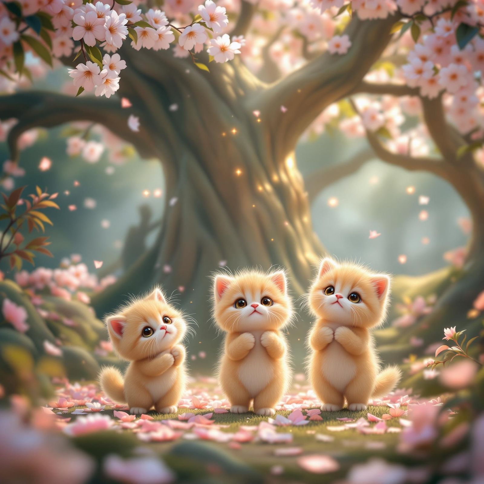 viewed from the ground level looking up, A monumental mystical cherry ...