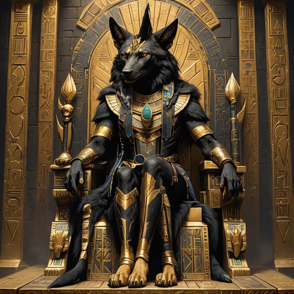 Anubis - Egyptian Goddess Anubis in Majestic Fantasy Portrai...