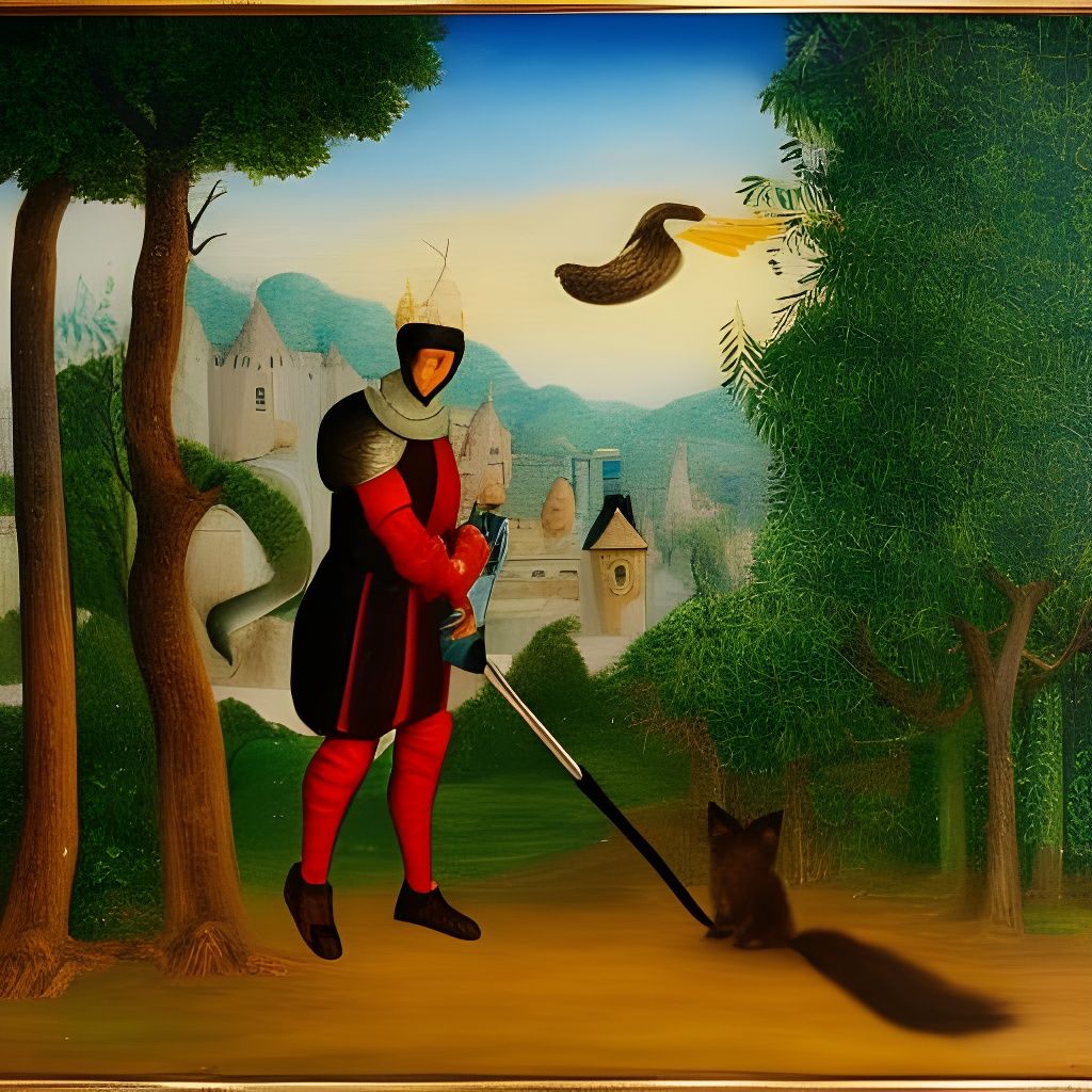 a knight saving a kitten from a tall tree - AI Generated Artwork ...