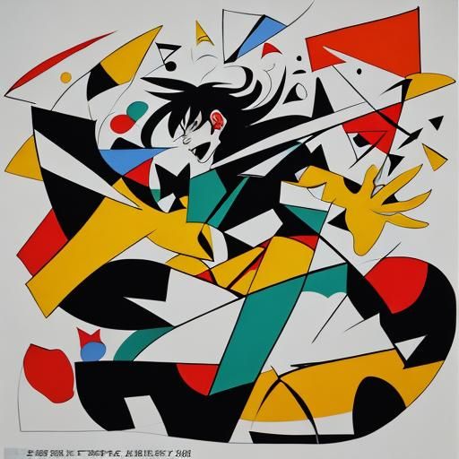Vibrant Cubist Masterpiece in Anime-Inspired Style - AI Art