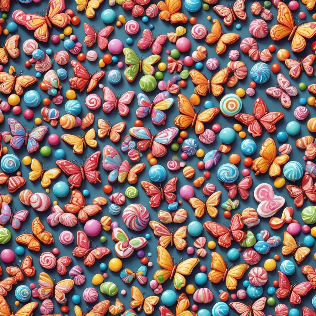 a butterfly Candy art style! Whimsical playful colorful! candy!!! 🍬🍭 ...