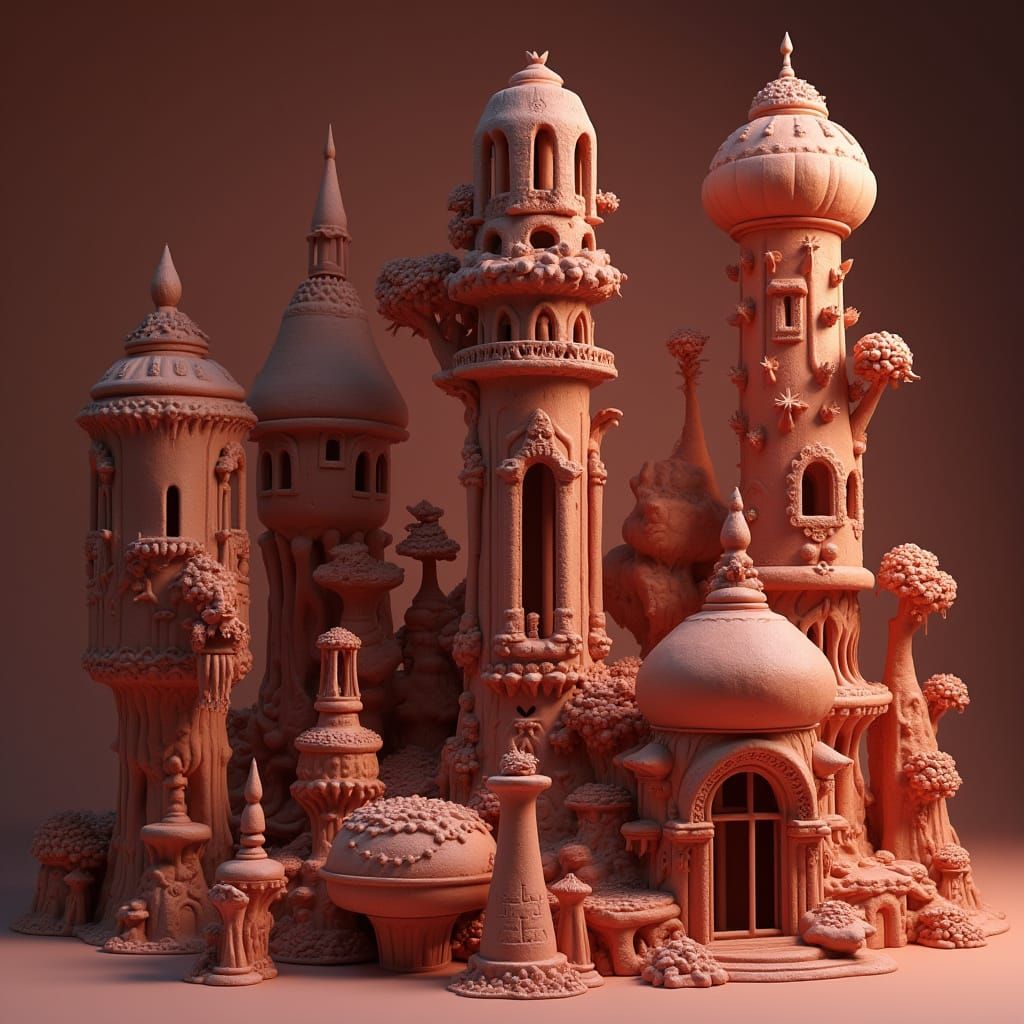 Hyper-Realistic Clay Structures in Concept Art Sty... - AI Art