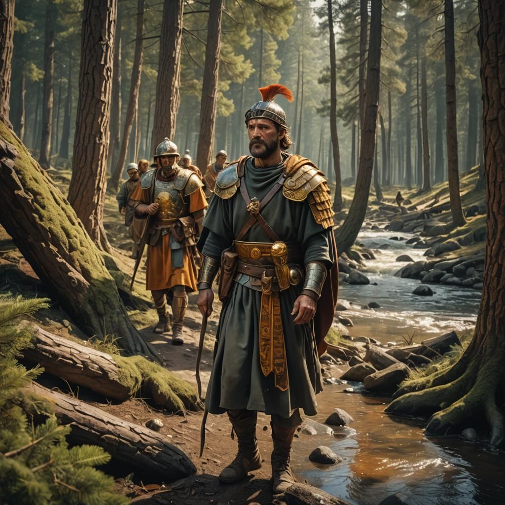 Photography Roman merchant with a lump of amber and his guard of ...