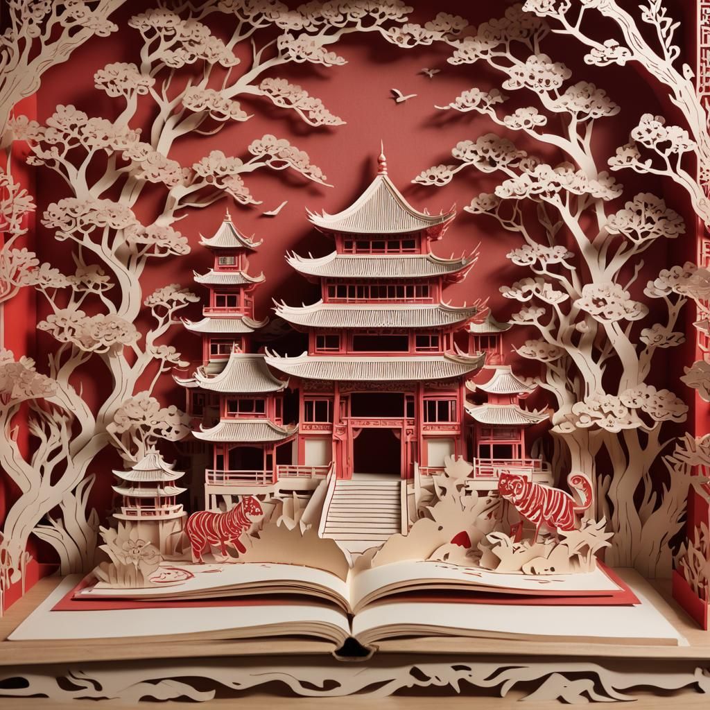 paper temple in red - AI Generated Artwork - NightCafe Creator