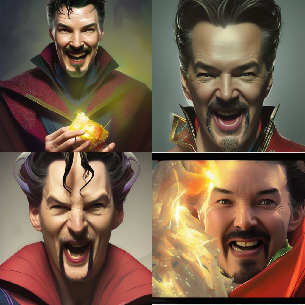Dr strange laughing eating salad - AI Generated Artwork - NightCafe Creator