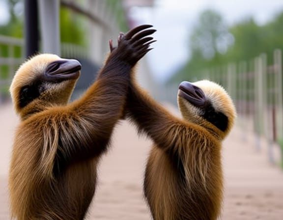 High Five Sloths - AI Generated Artwork - NightCafe Creator