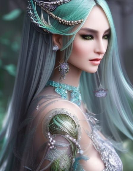 A full body Fantasy Portrait of a beautiful young woman with delicate ...