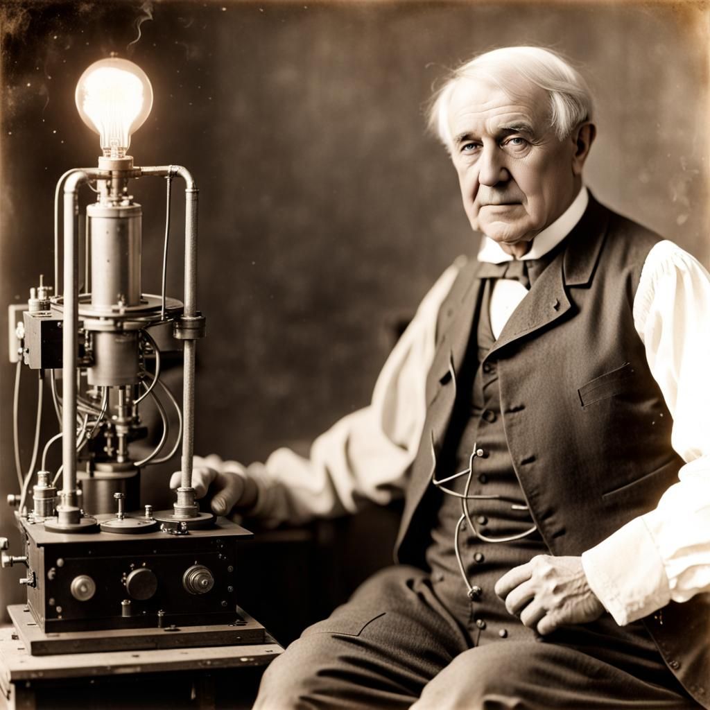(Thomas Edison with some more of his invention: 1.2), 1900s photograph ...