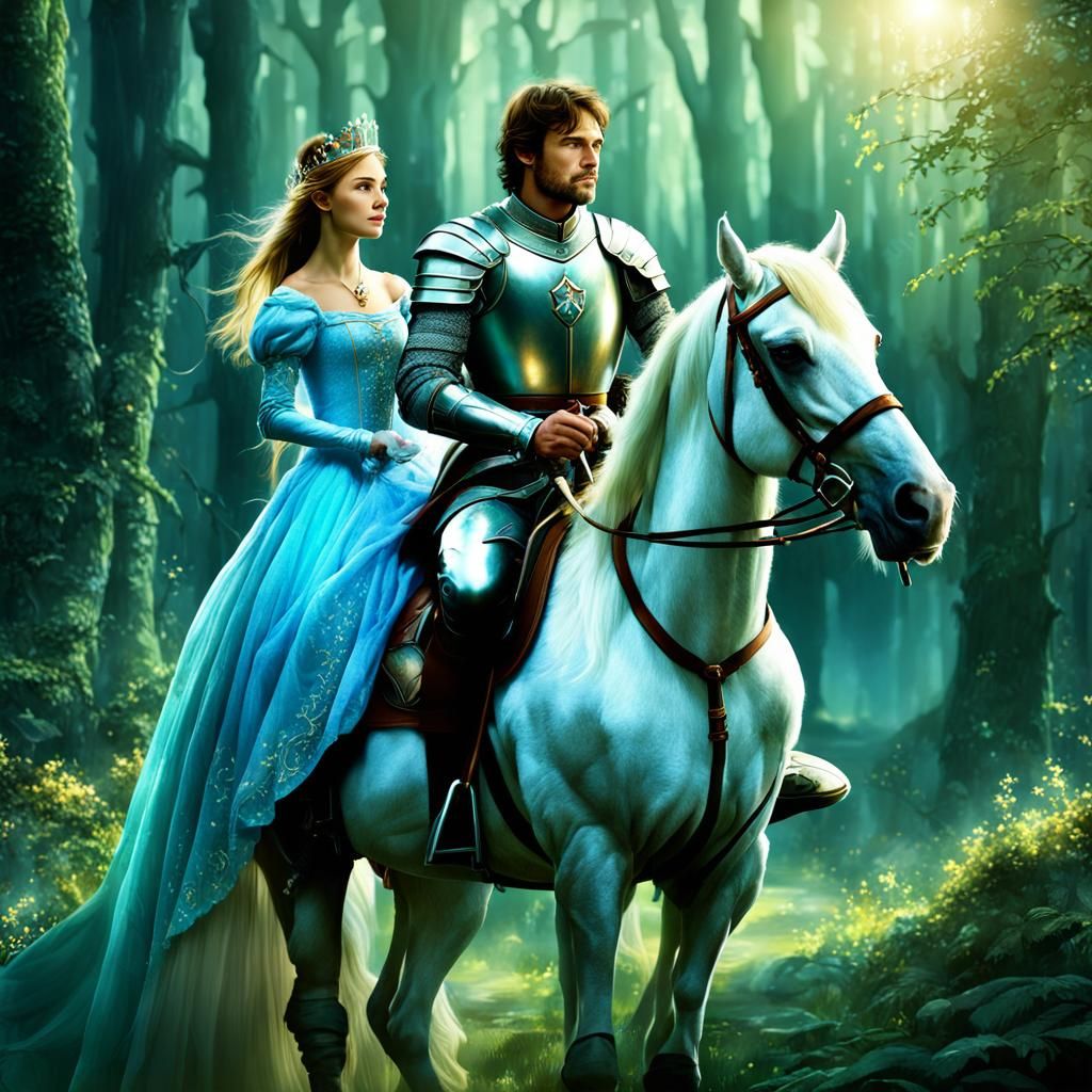 Handsome Knight and beautiful princess riding on a horse - AI Generated ...