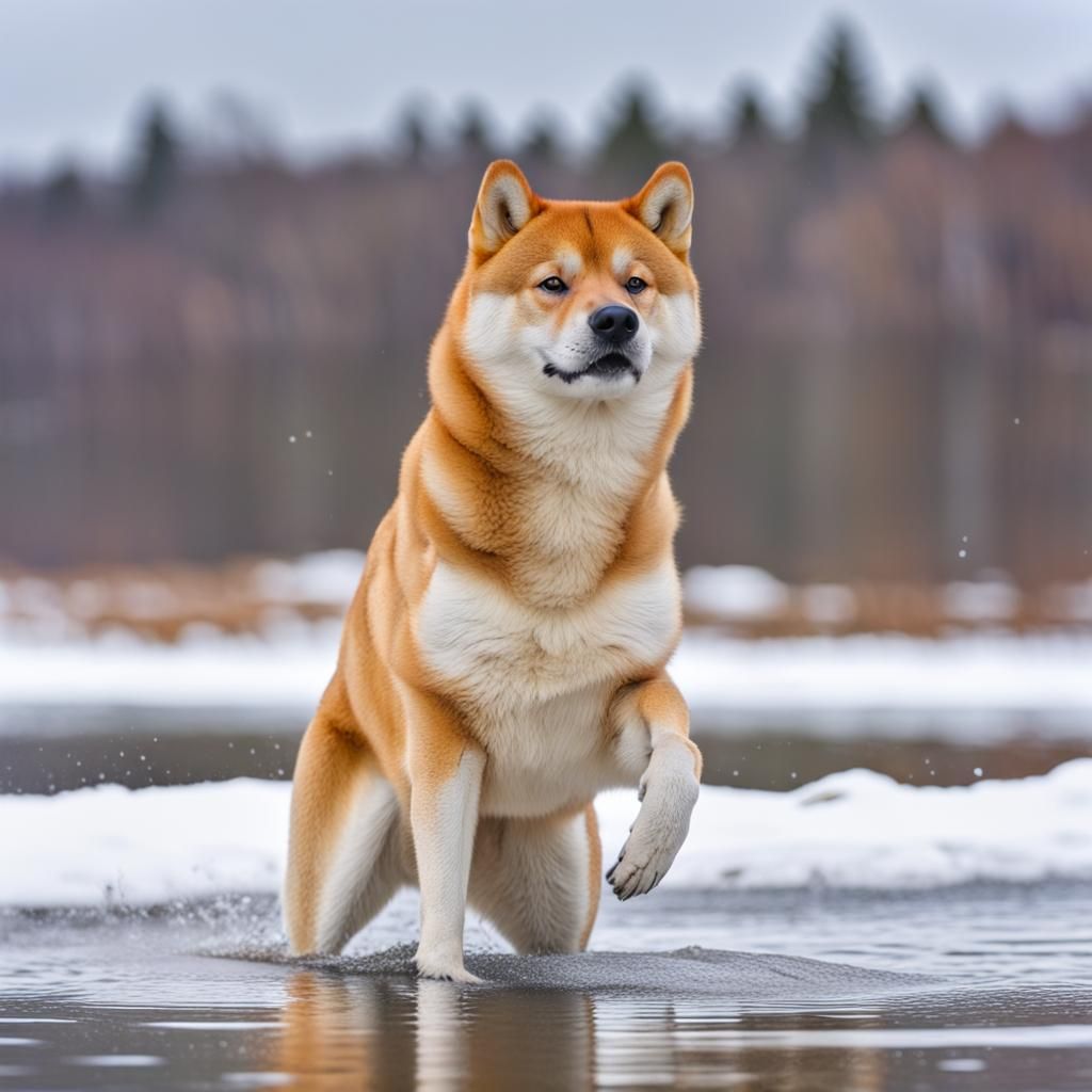 Shiba-inu at winter Hokkaido - AI Generated Artwork - NightCafe Creator