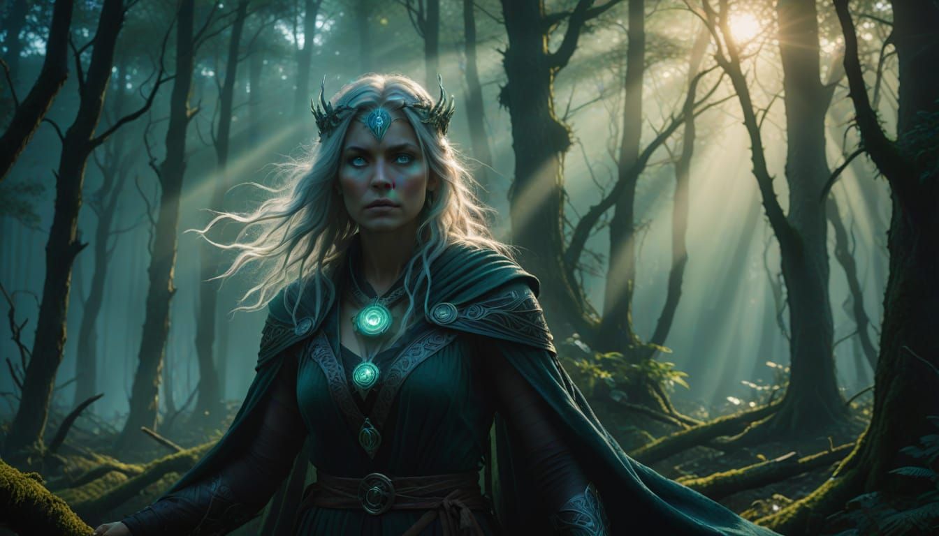 Ethereal War Witch Conjured in Hyperrealistic Fant... - AI Art