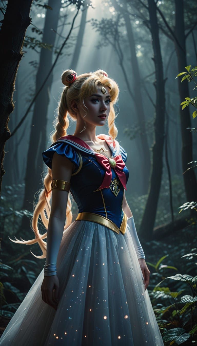 Sailor Moon Walking in a Forest. - Ethereal Sailor Moon Emer...