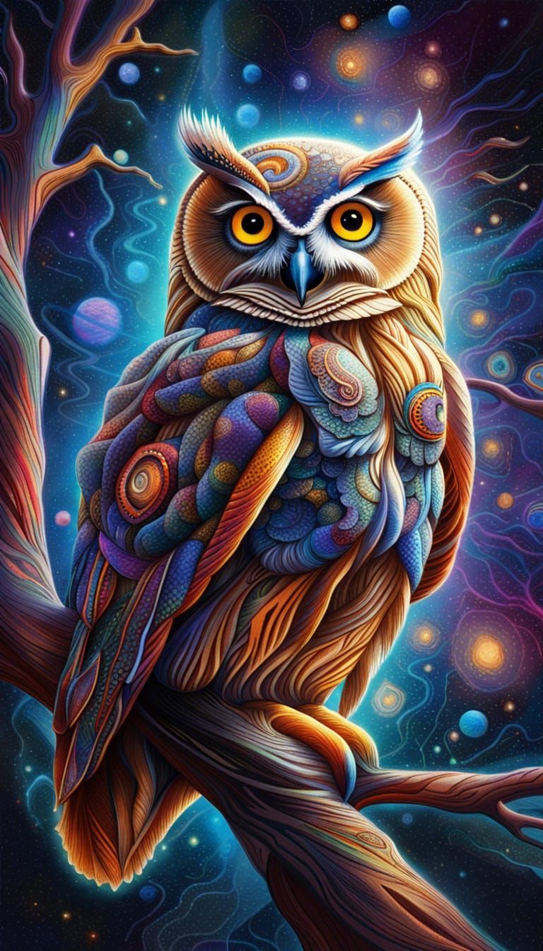 Cosmic Owl - AI Generated Artwork - NightCafe Creator