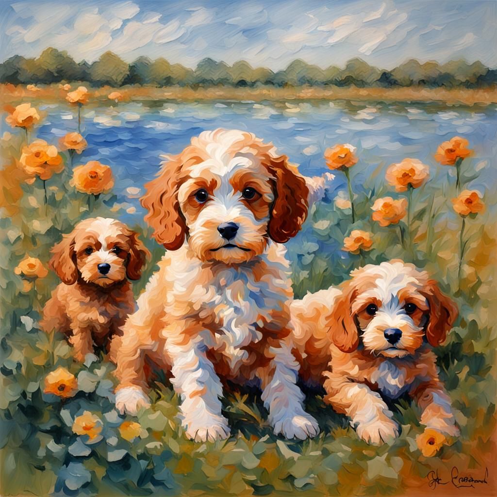 Cavapoo Puppies - AI Generated Artwork - NightCafe Creator