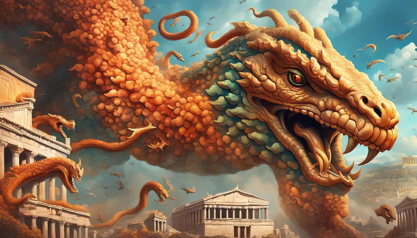 Giant Hydra attacking ancient Athens - AI Generated Artwork - NightCafe ...