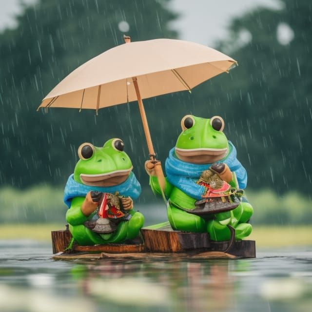 Frogs Picnic - AI Generated Artwork - NightCafe Creator