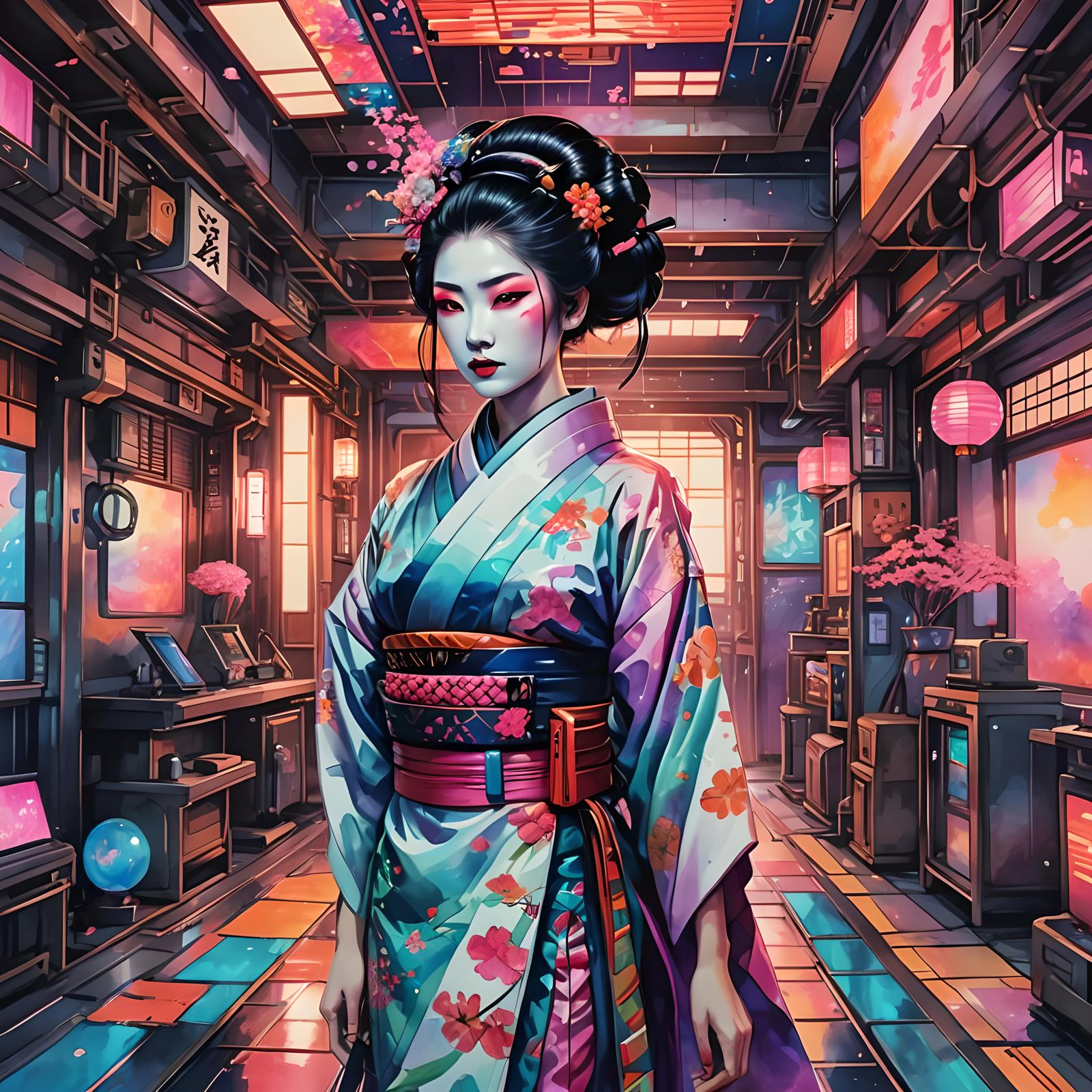 Futuristic Geisha - AI Generated Artwork - NightCafe Creator