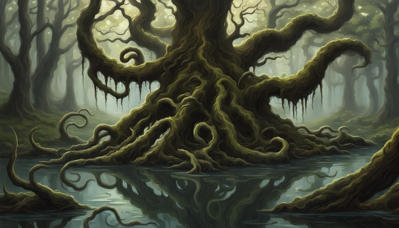 tree with tentacle branches in swamp - AI Generated Artwork - NightCafe ...