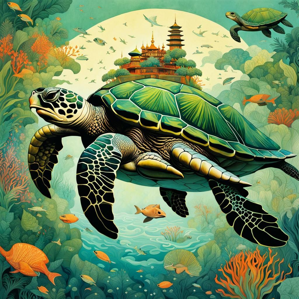 Flying turtle city - AI Generated Artwork - NightCafe Creator