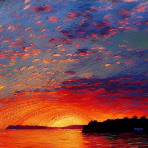 Classic impressionist landscape, sunset, light rays, Mary cassatt - AI ...