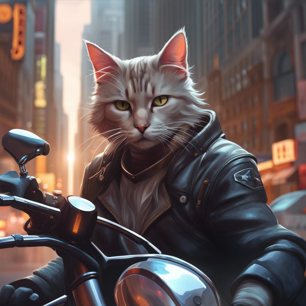 Motorcycle Cat - AI Generated Artwork - NightCafe Creator