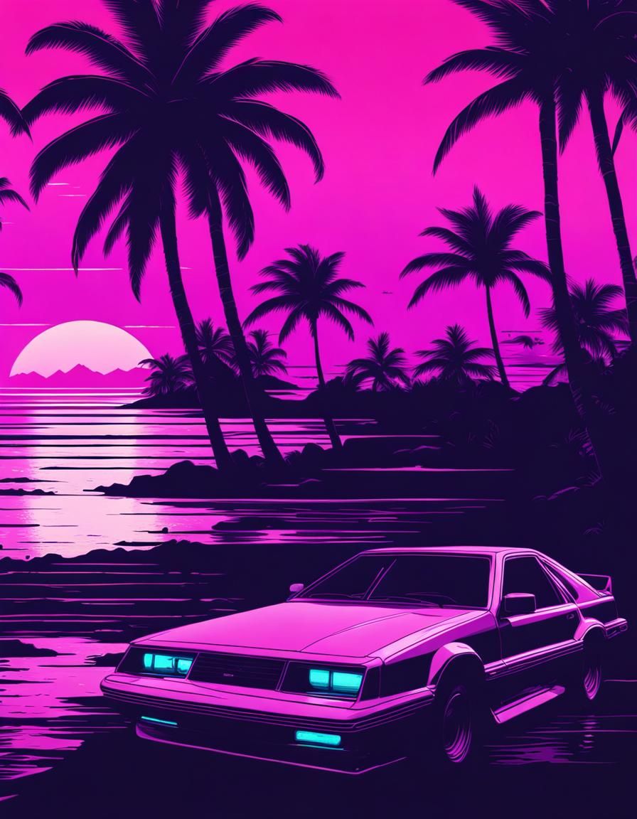 Vaporwave Beach - AI Generated Artwork - NightCafe Creator