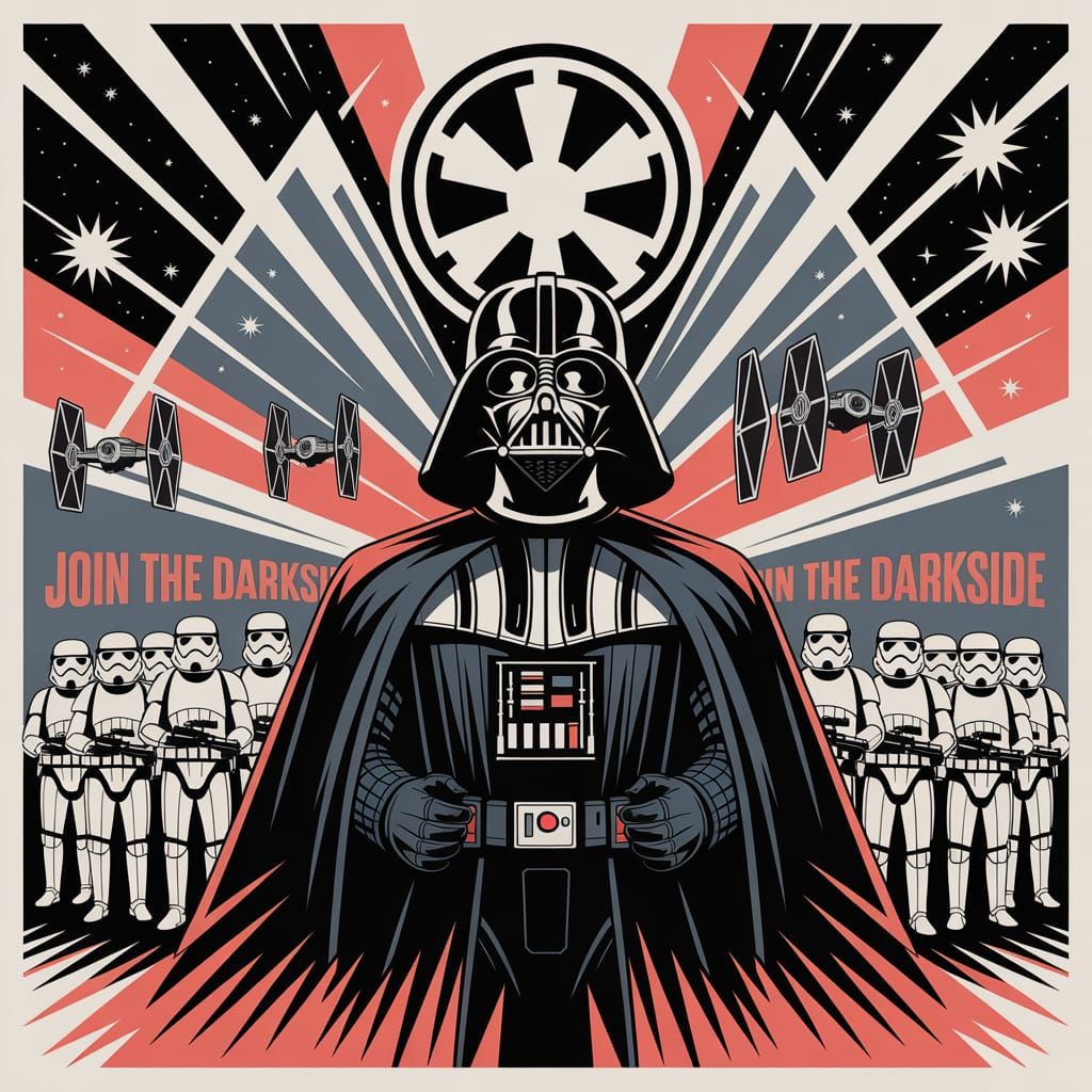 stylized propaganda-poster aesthetic, centered on the Galactic Empire.