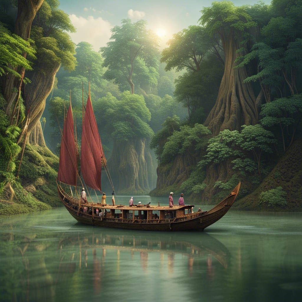 Magnificent river boats in magic Bandarban Bangladesh - AI Generated ...