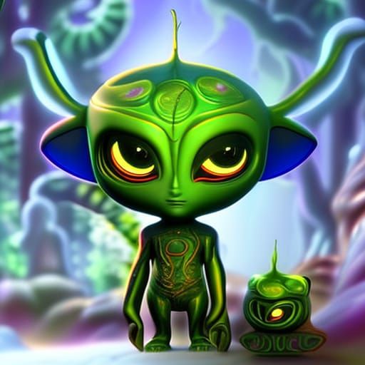 Green baby alien!!!" - AI Generated Artwork - NightCafe Creator
