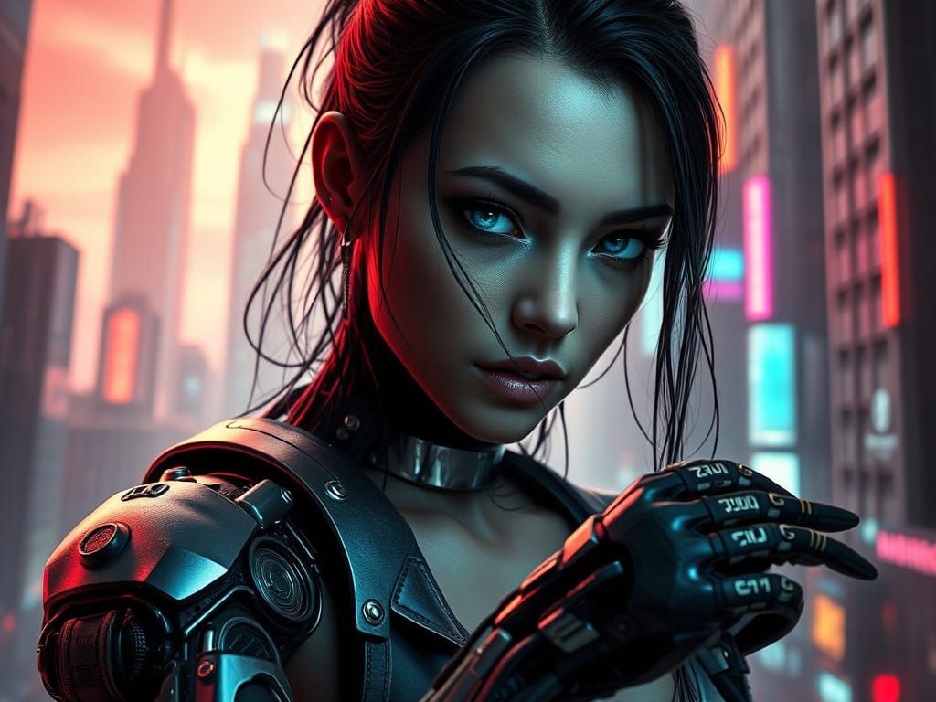 Cyberpunk Cyborg Goddess in Hyper-Realistic Portra... - AI Art