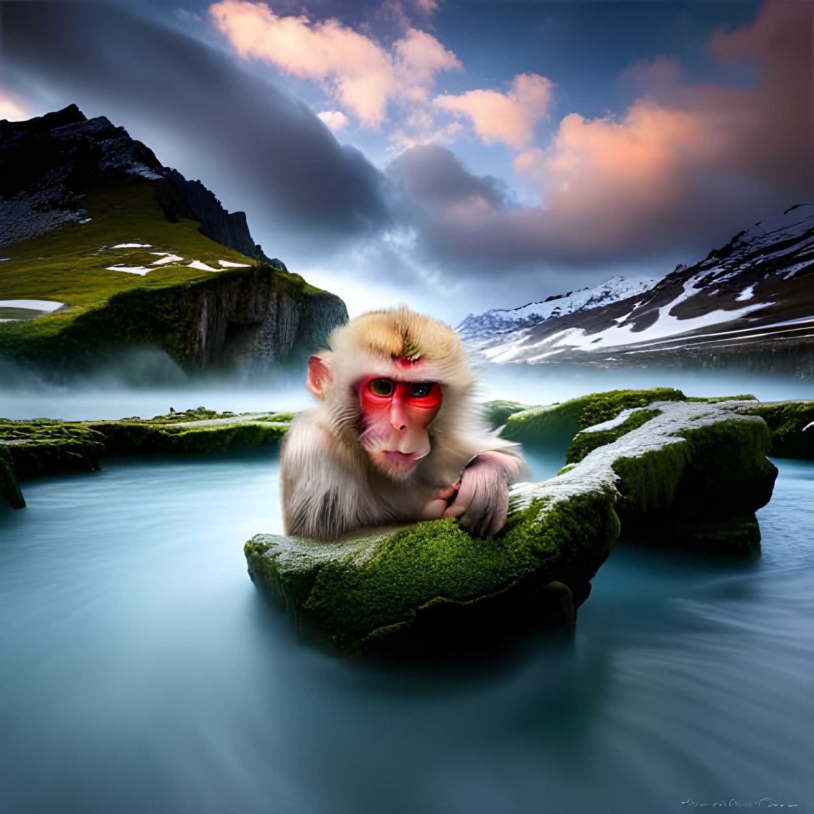 Monkey in the pool - AI Generated Artwork - NightCafe Creator
