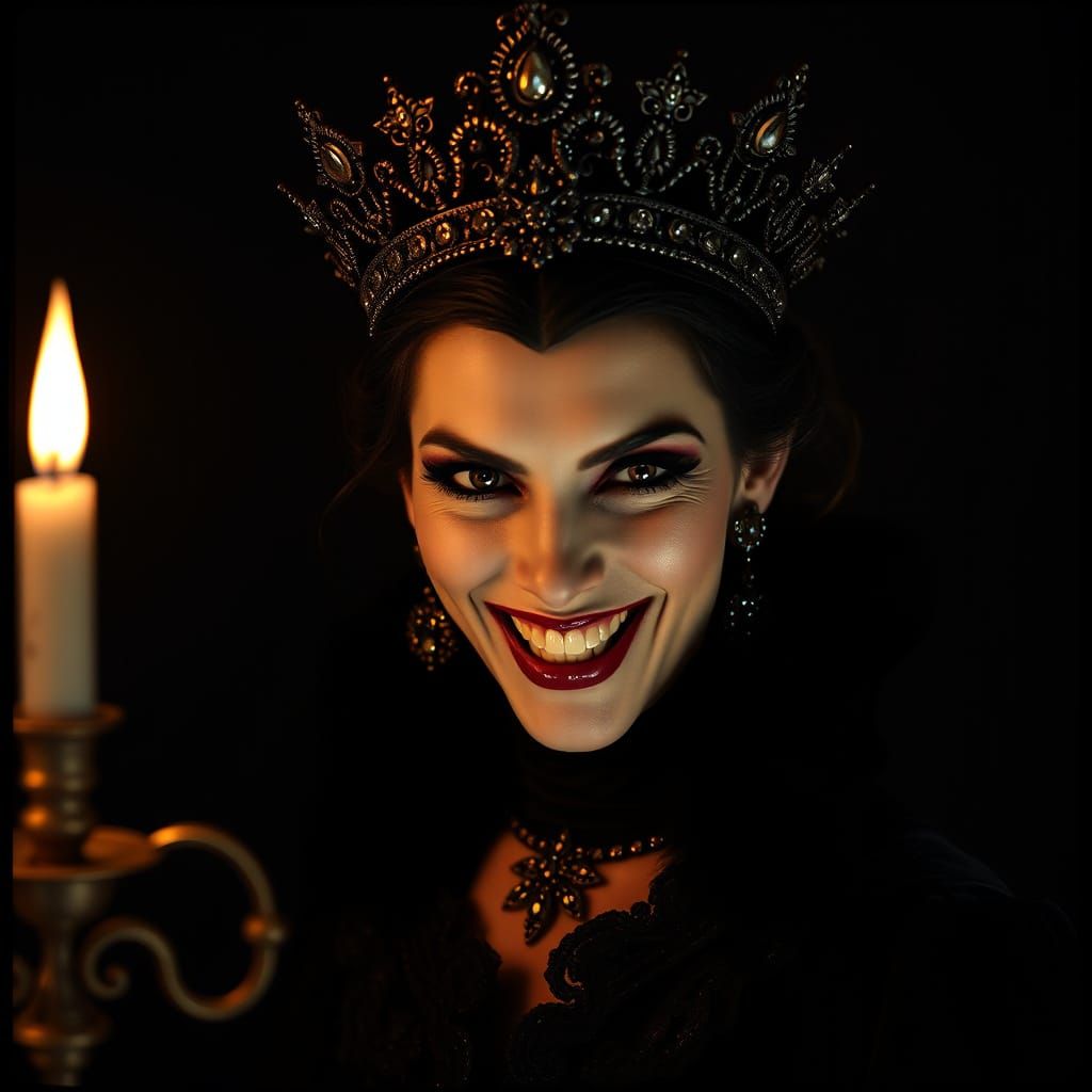 Ethereal Vampire Queen Reigns in Dark, Gothic Maje... - AI Art