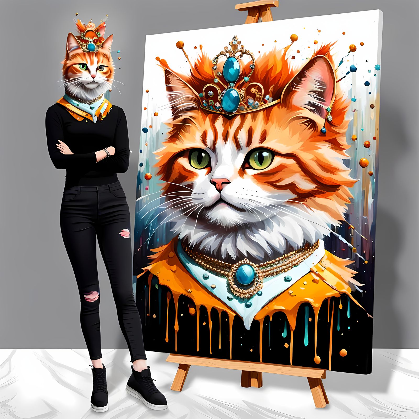 Bella Cat Human Painting Bella Cat. - AI Generated Artwork - NightCafe ...