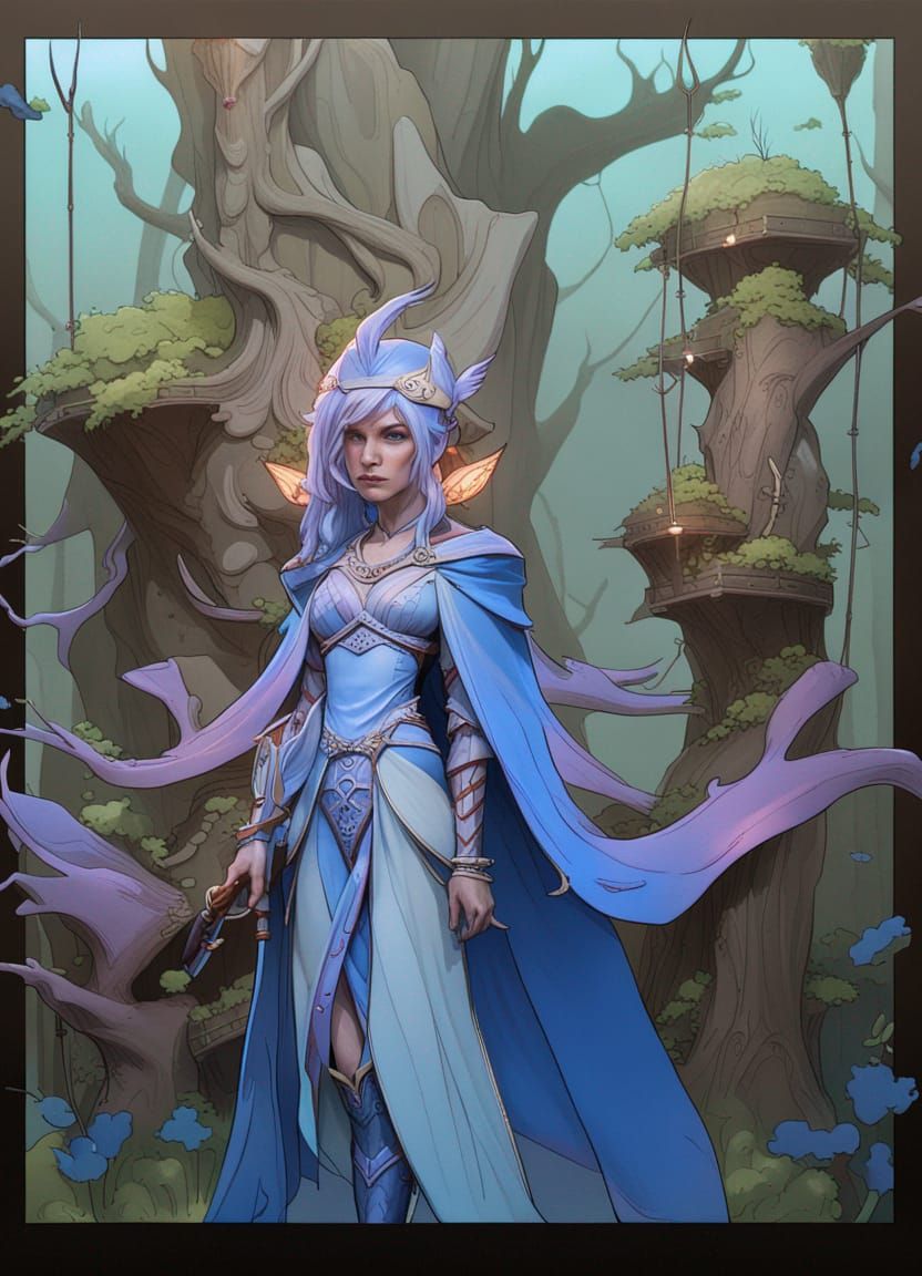 Full body female elfling detailed matte painting, deep color ...