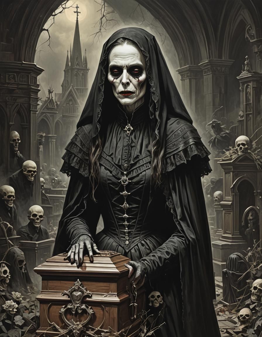 victorian funeral vampire widow mourner coffin gothic church horror ...