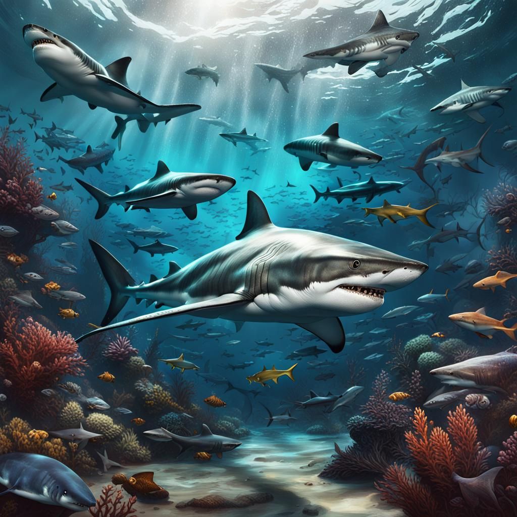 Sharks - AI Generated Artwork - NightCafe Creator