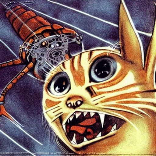 Orange tabby cat fighting an aliens - AI Generated Artwork - NightCafe ...