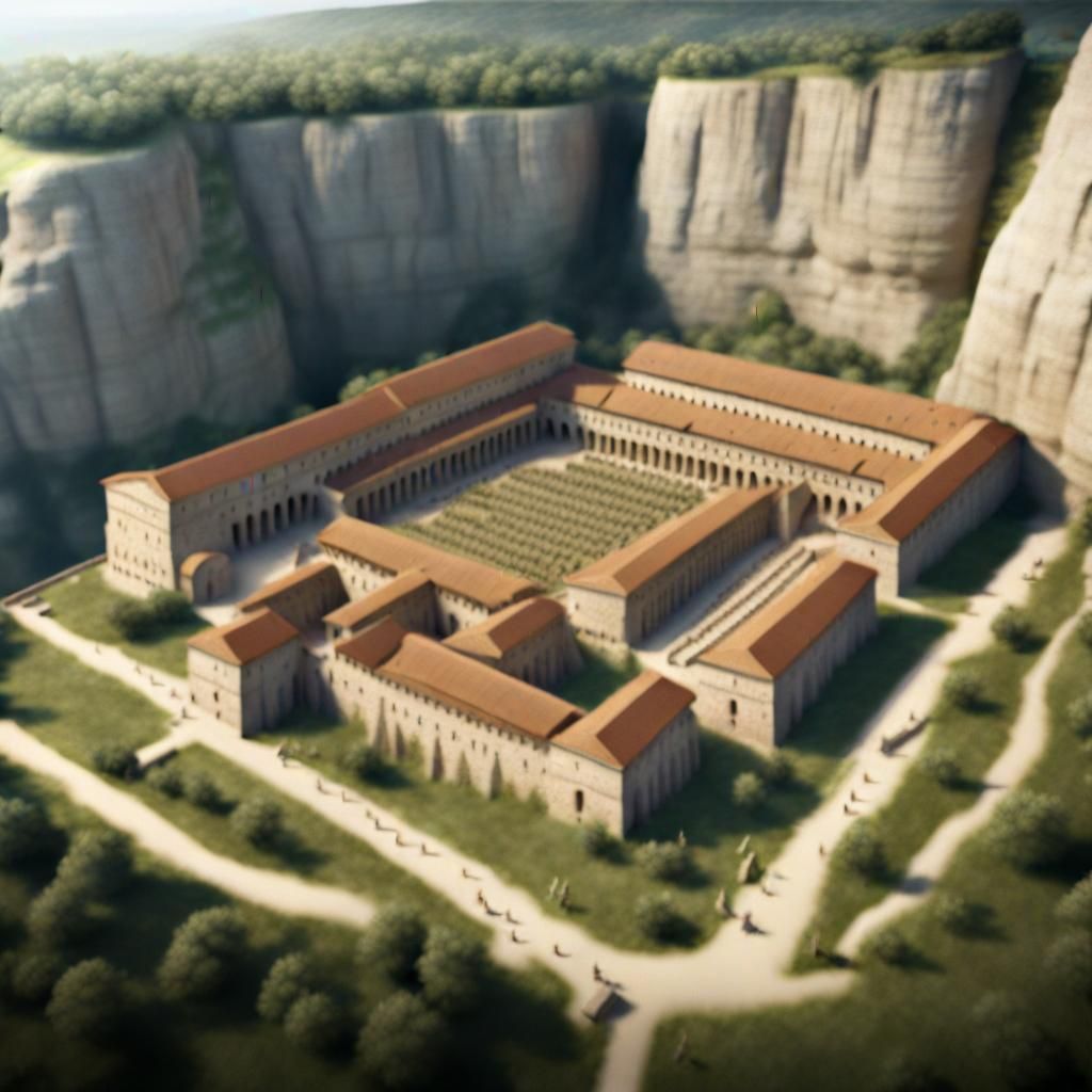 ancient roman military garrison for 1,000 soldiers in the lush ...